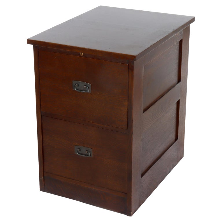 Arts & Crafts Stickley Mission Oak File Cabinet With Hammered Copper H ...